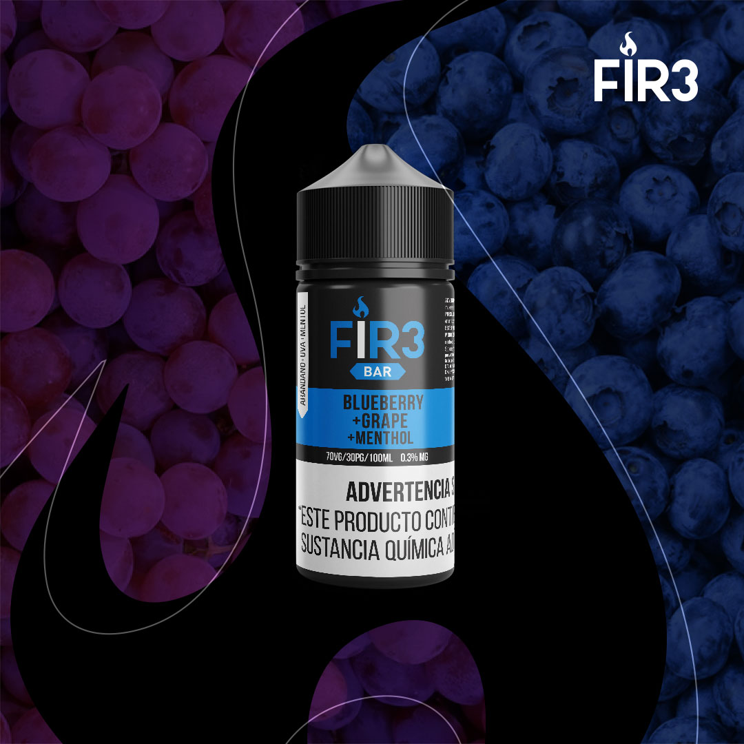 Liquido Fire 100ml x 3mg Blueberry Grape Menthol – Garage Del Vapor
